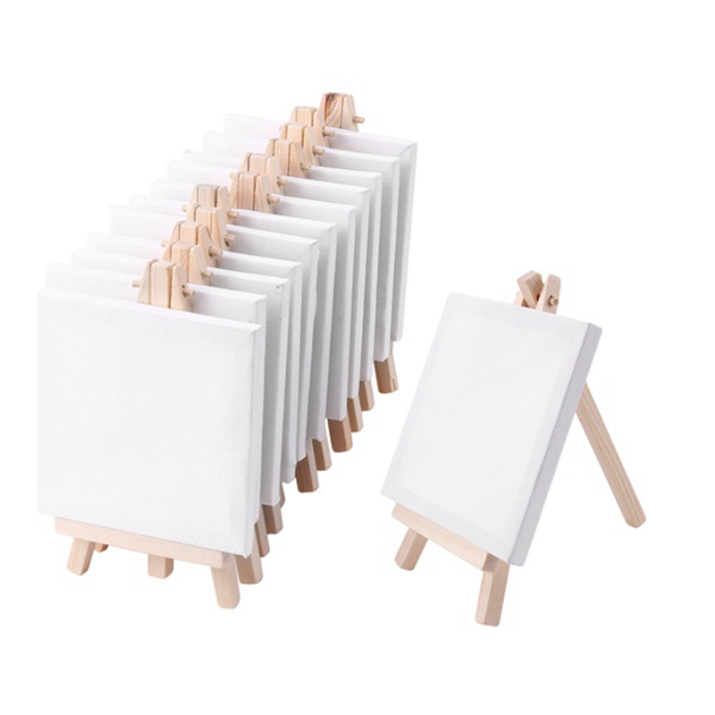 4 By 4 Inch Mini Canvas And 8*16cm Mini Wood Easel Set For Painting ...