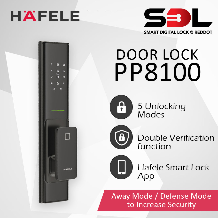 Hafele Digital Door Lock PP8100 | BLE Key | Fingerprint | Key Card ...