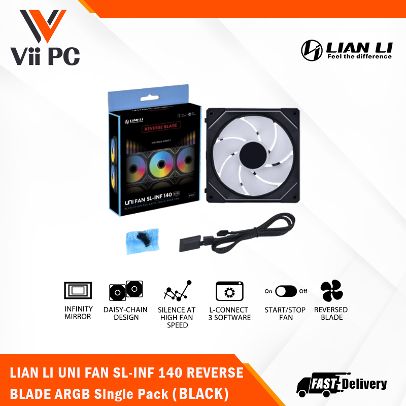 LIAN LI UNI FAN SL-INF 140 Single Pack REVERSE without Controller ...