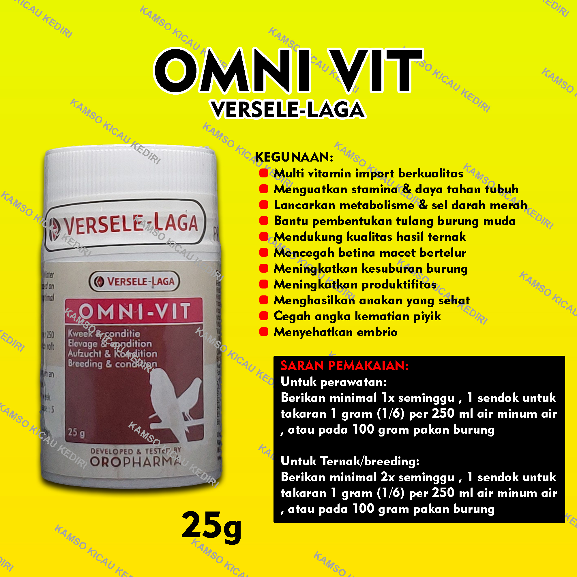 OMNIVIT OMNI VIT VERSELE LAGA VITAMIN OBAT TERNAK BREEDING BURUNG ...