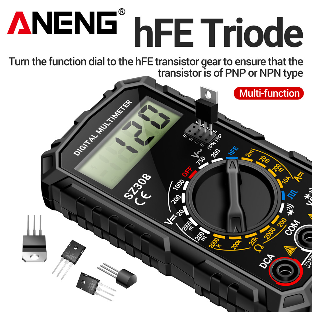 【User-friendly】 ANENG SZ308 Square Wave Digital Tester 1999 Counts HFE ...