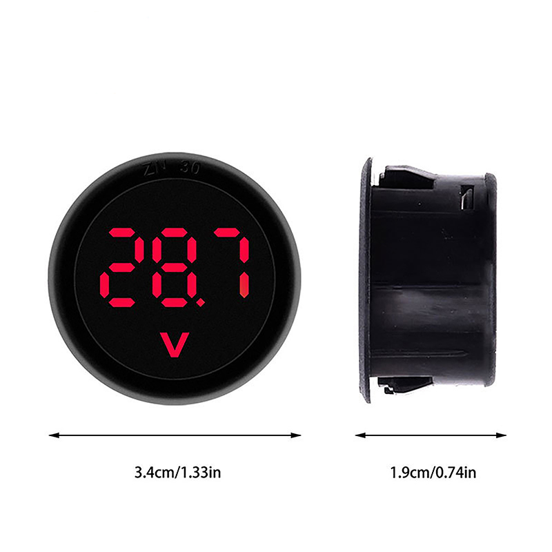 DC 4-100V LED Digital Display Round Two-wire Voltmeter DC Digital Car ...