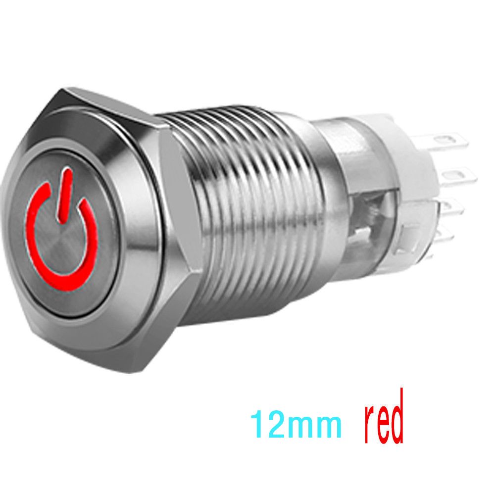 Brand New ON/OFF Metal Car LED Power 16/12mm Push Button Momentary ...