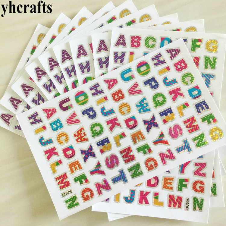 【Hottest Trends】1bag/LOT,Laser heart letter number paper stickers Early ...
