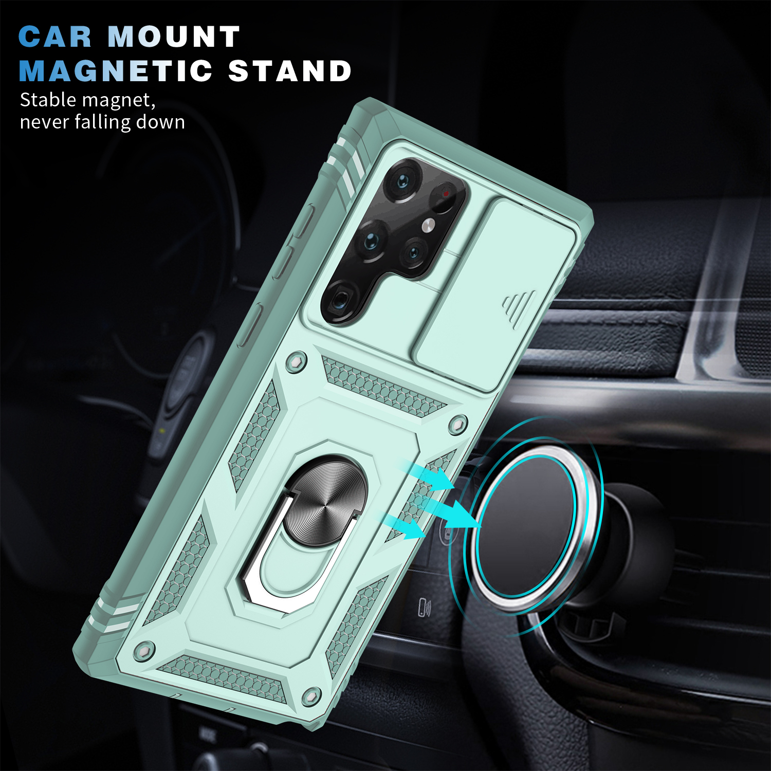 Galaxy S22 Ultra 5G Case, WindCase Slide Lens Protection Rugged Armor Impact-Resistant Case ...