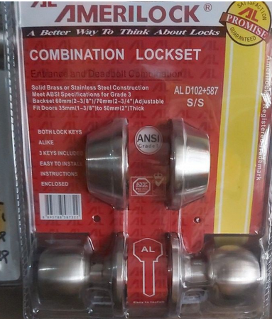 Amerilock Combination Lockset Stainless Door Knob w Single Deadbolt ...