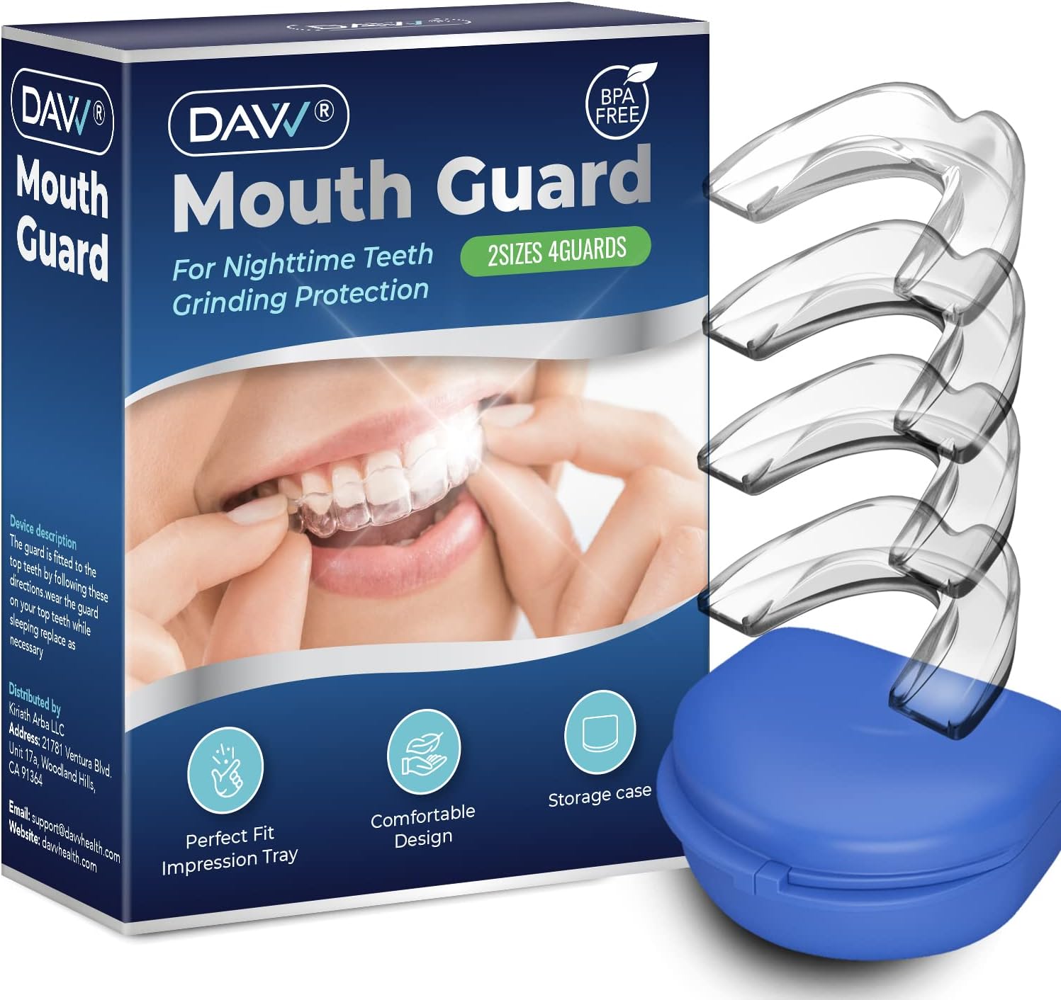 Mouth Guard for Clenching Teeth at Night Upgraded Night Guards for Teeth Grinding Professional Mouth Guard for Grinding Teeth Stops Bruxism and Teeth Clenching 2 Sizes with Hygiene Case 4 Piece Set