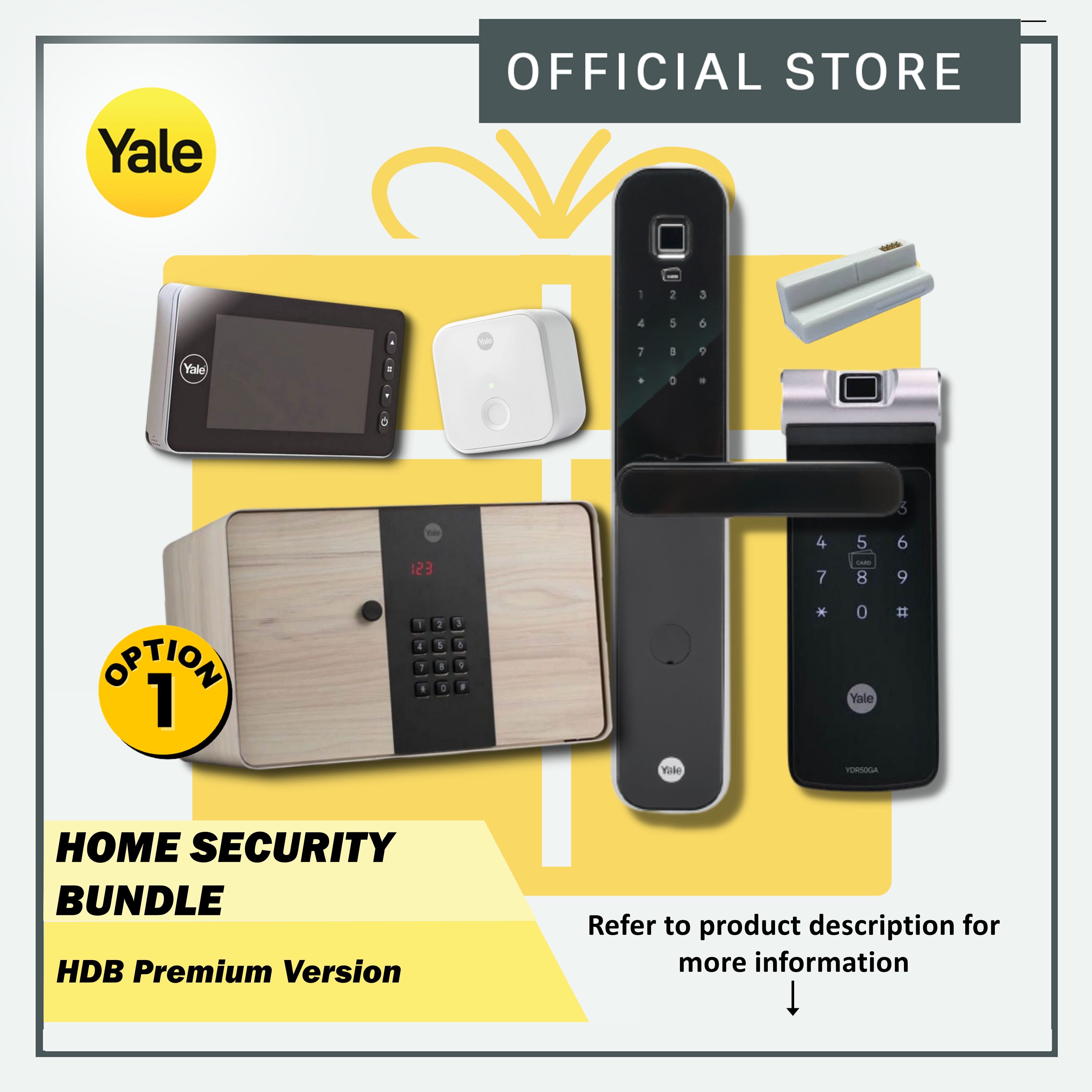 Yale Home Bundle Security (HDB Version) YDR50GA Gate + YDM7220 With ...