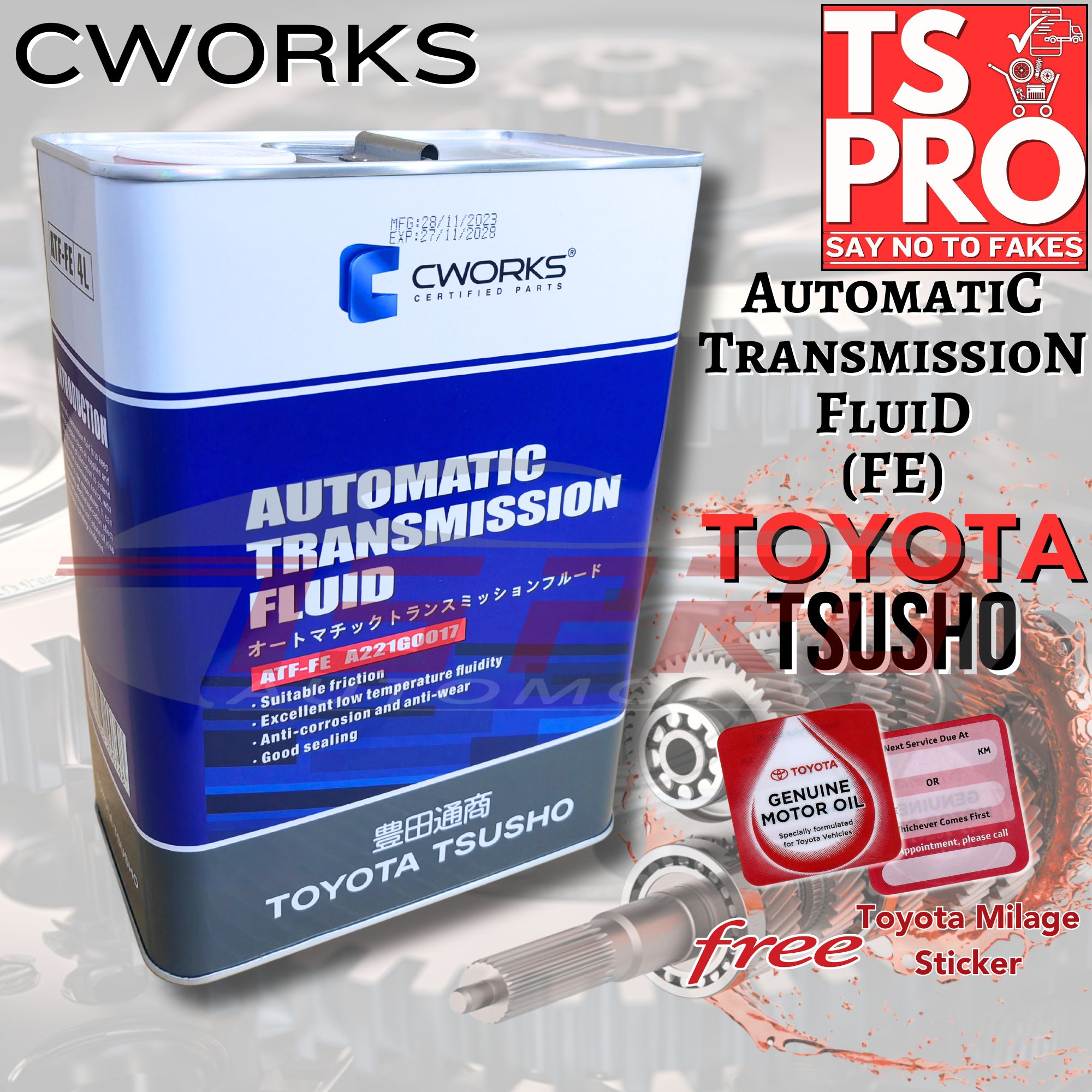TOYOTA TSUSHO CWORKS Genuine Automatic Transmission Fluid ATF FE Minyak ...