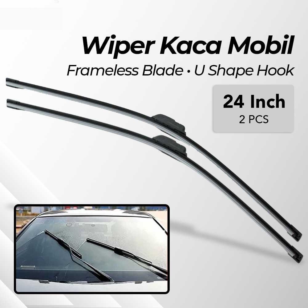 Wiper Kaca Mobil Frameless Blade U Shape Hook 24 Inch Aero Dynamic 24 ...