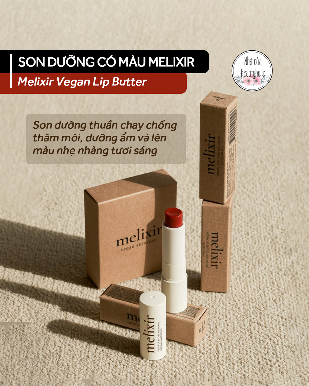 [Nhacuabeautyholic] Son dưỡng MELIXIR VEGAN LIP BUTTER | Lazada.vn