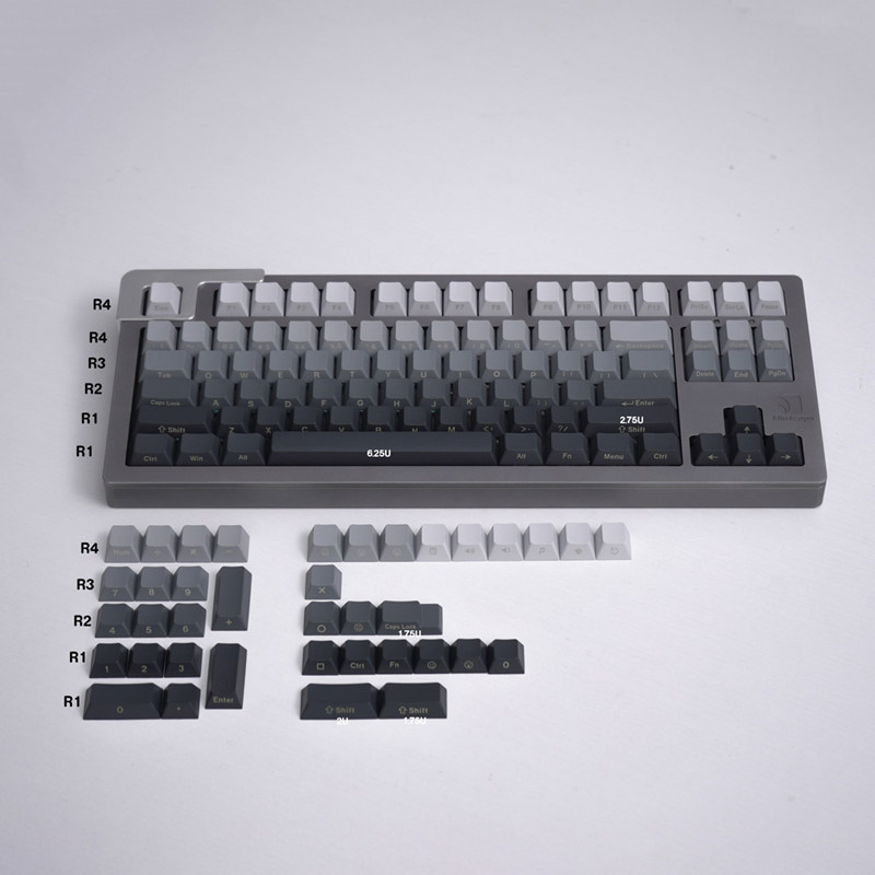 Gray Gradient Keycaps TopSide Engraved PBT Material Dye Sublimation 125 ...