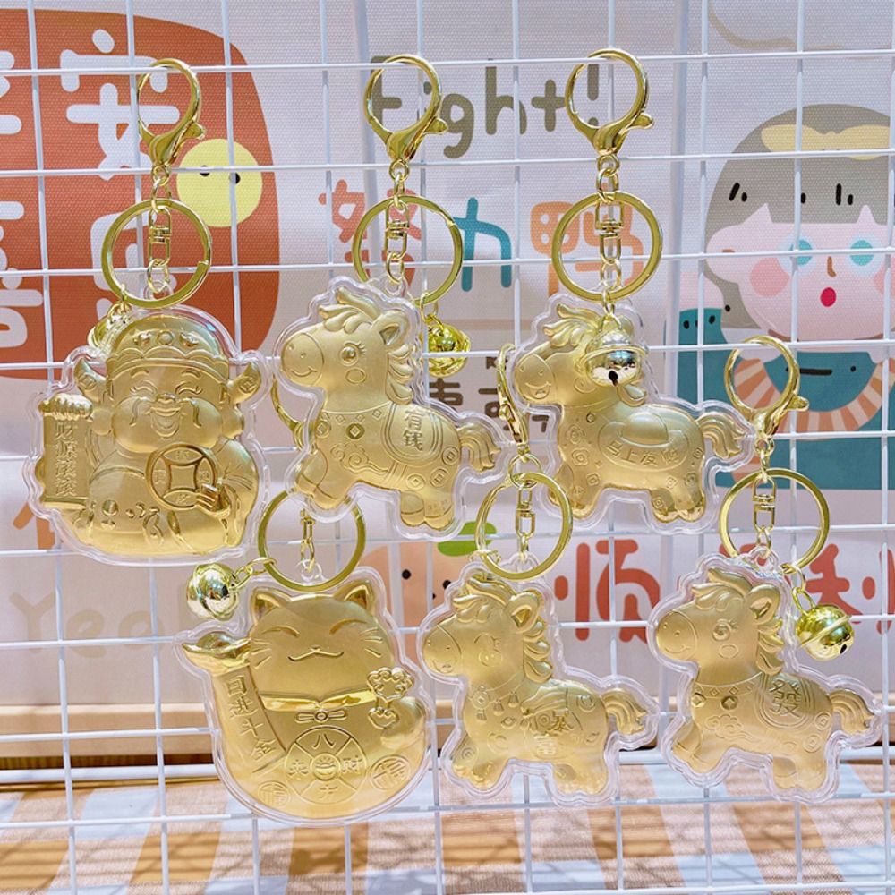 Party Favors Cartoon Design Horse Keychains Wealthy Pony Keychain Bell ...