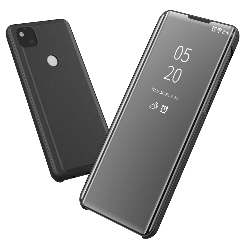 Google Pixel 4a Case, RUILEAN Mirror Plating Hard PC +PU Leather ...