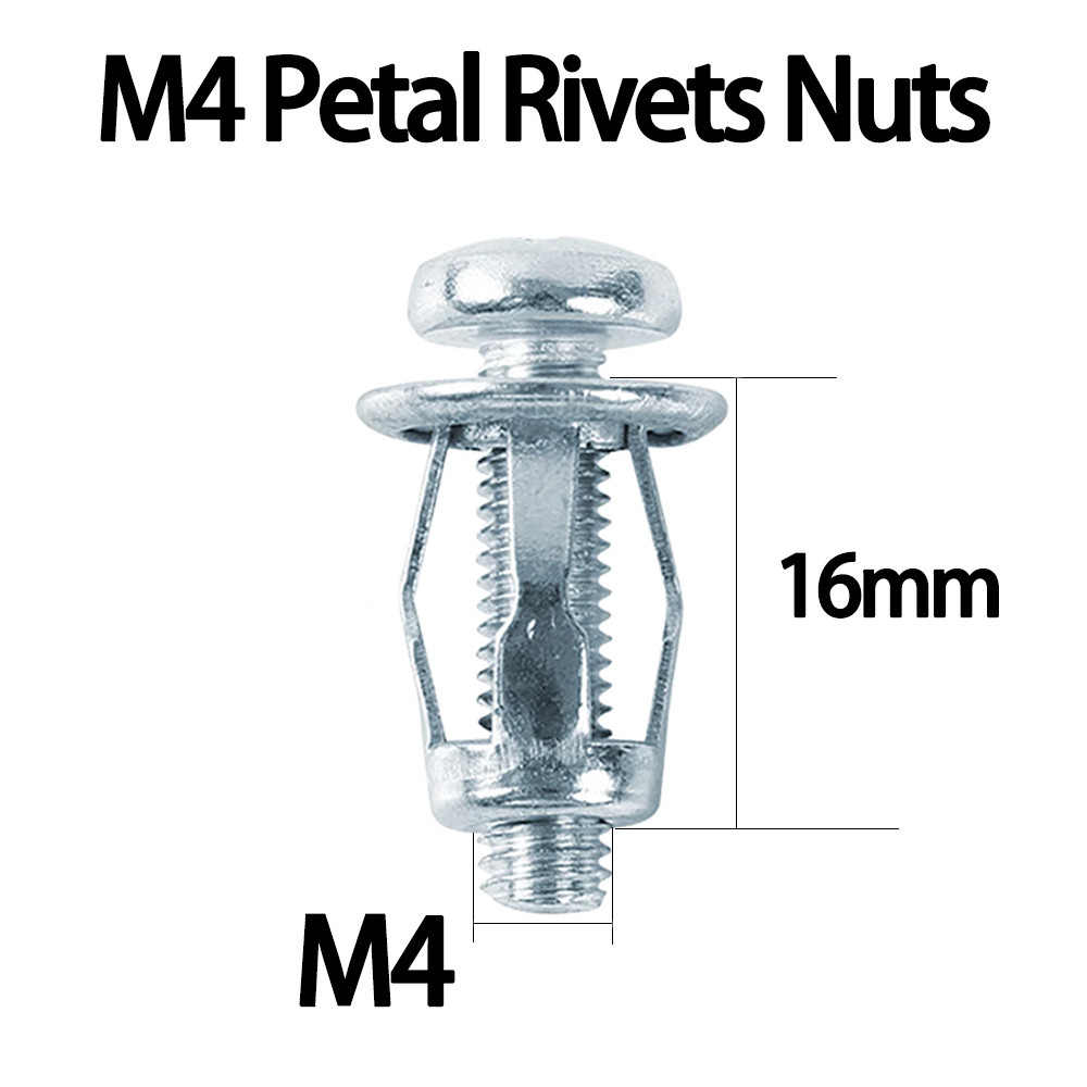 15pcs M4 M5 M6 M8 Petal Rivet Lock Nuts with Screw Fixed License Plate ...