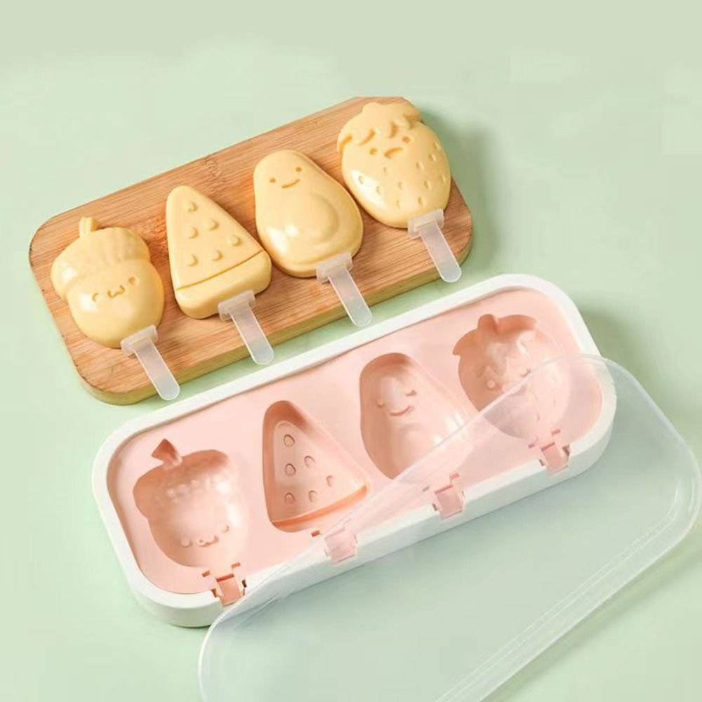 Dessert Mould 4 Grid Popsicle Molds Cartoon Food Grade Silicone ...