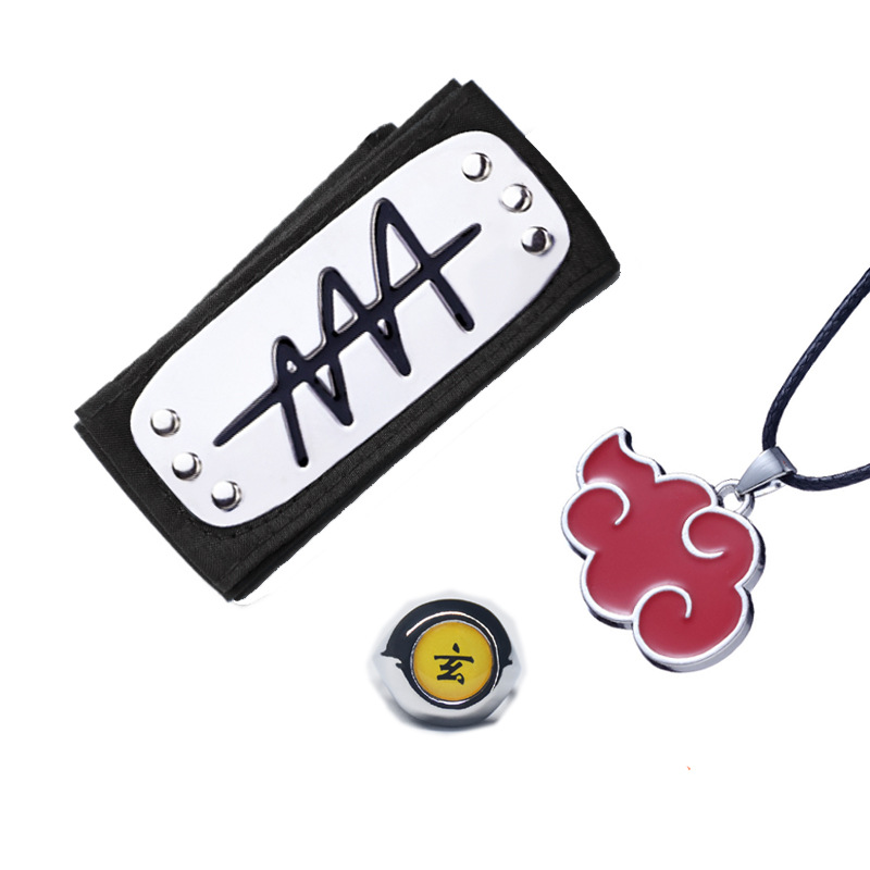 Anime Cosplay Itachi Headband Ring Necklace 3 Pieces Accessories ...