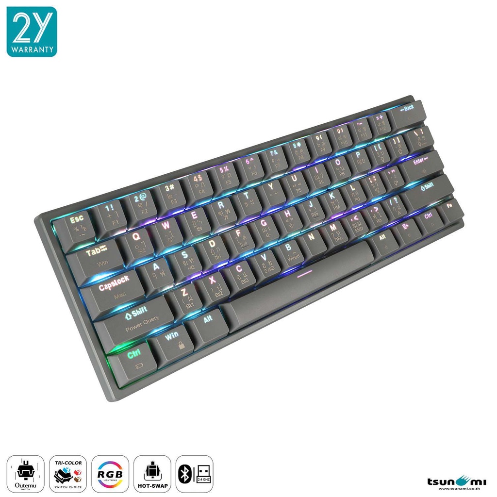 [ประกัน 2ปี] Tsunami Outemu MK-61 Max 61Key 60% Macro-Software RGB ...