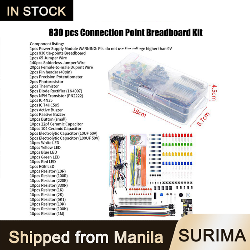 830 Breadboard Set Electronic Component Basic Starter Kit with ...