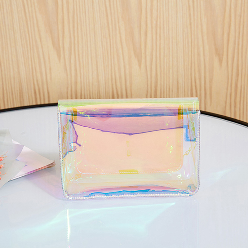 Women Transparent PVC Clear Jelly Clutch Bag Purse Tote Casual Shoulder ...