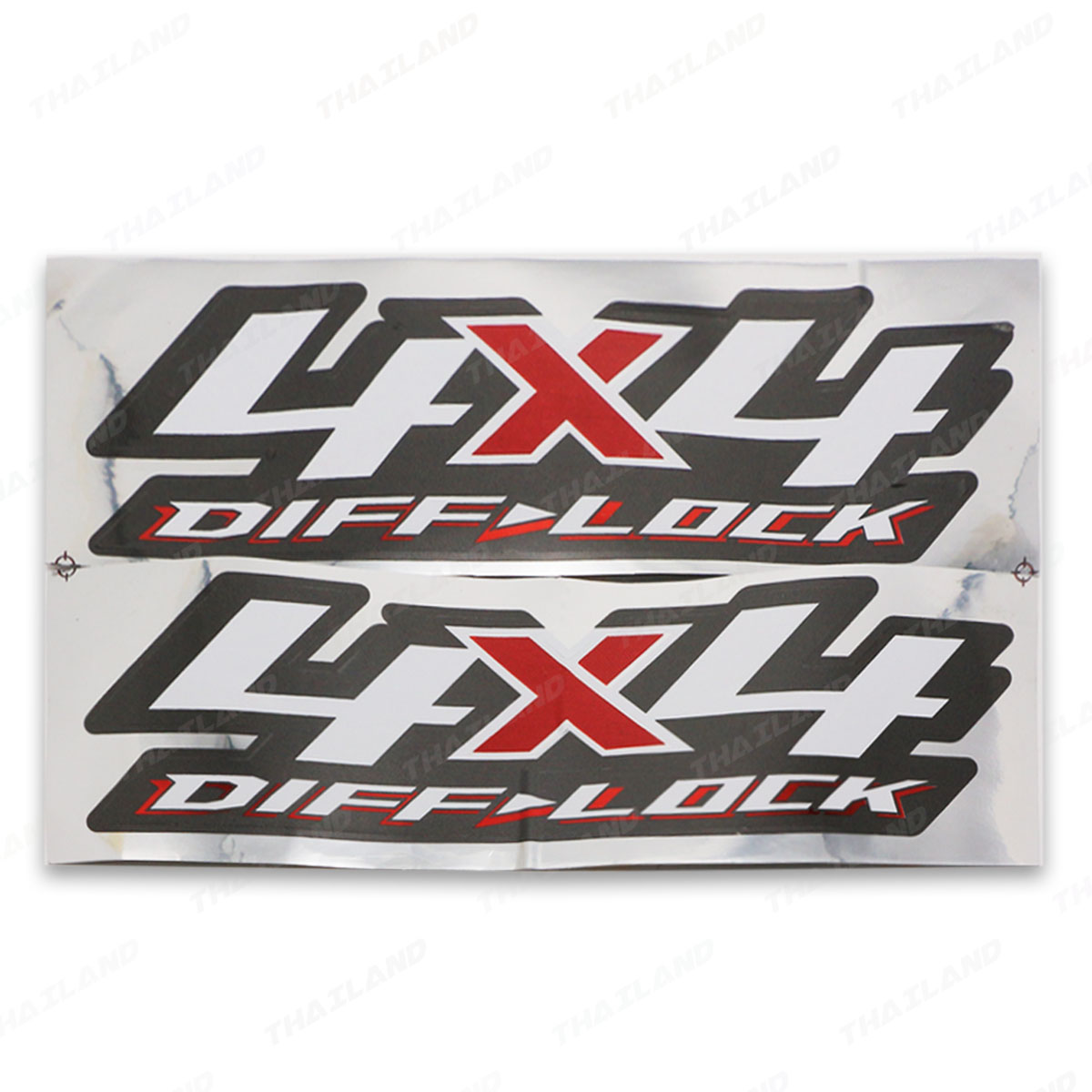 สติ๊กเกอร์ Sticker "4x4 DIFF LOCK" สีขาวแดงขอบดำ 2 ชิ้น สำหรับ Isuzu D ...