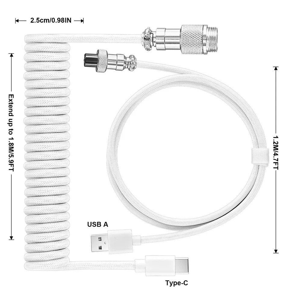 Coiled Power Cable Port a Mechanical Keyboard Coiled Cable Max 3M ...