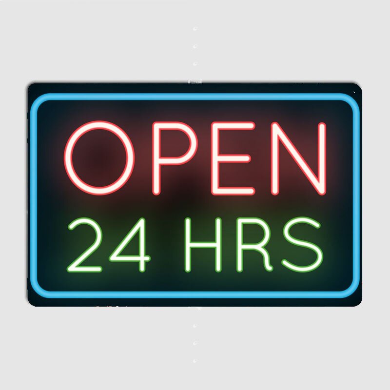 Open 24 Hours Neon Sign - Perfect for Garage, Living Room, or Cinema ...