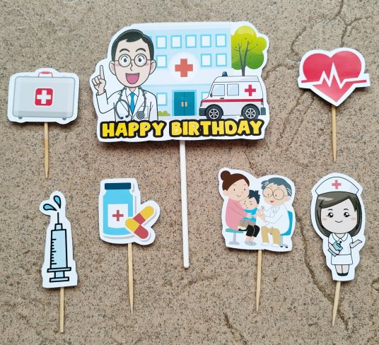 satu set cake topper hiasan kue ulang tahun karakter dokter tenaga ...