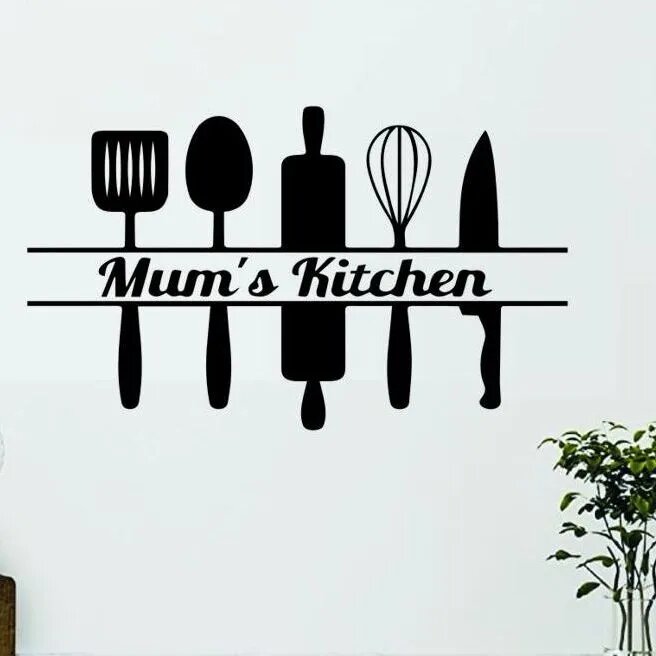 size: 2 x 1 feet - mother's kitchen quote spoon style self adhesive ...