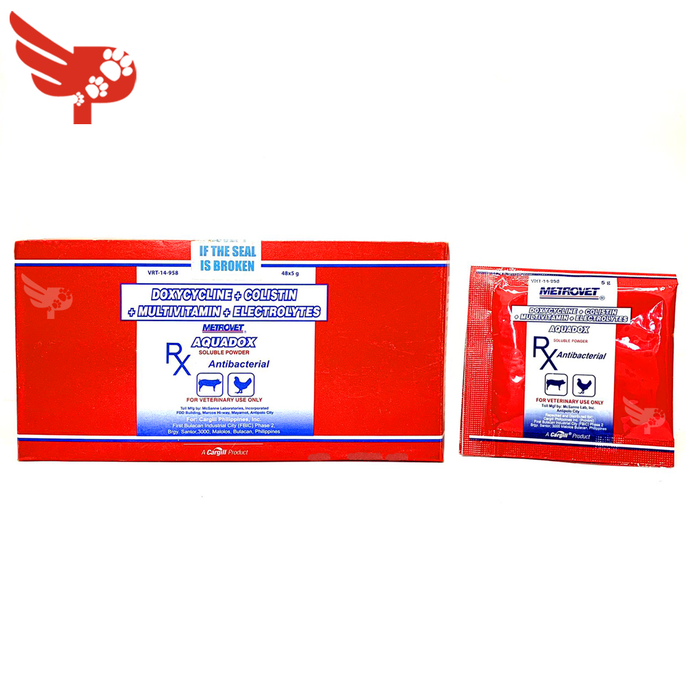 Metrovet AQUADOX 5g Per Sachet - 3 sachets per order - For Swine, Pig ...