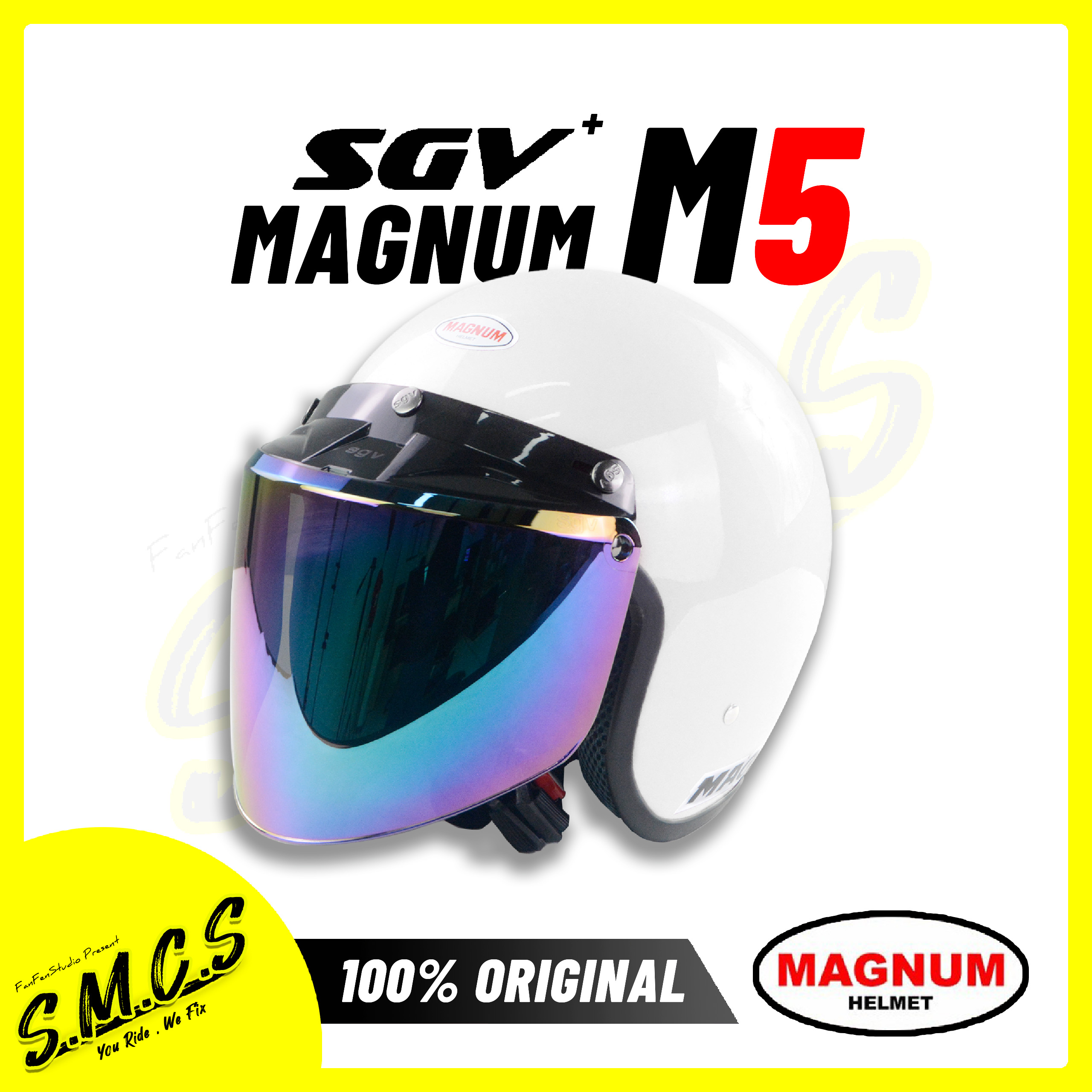 MAGNUM HELMET M5 RAINBOW SGV VISOR (100%ORIGINAL) SIRIM CERTIFIED TOPI ...