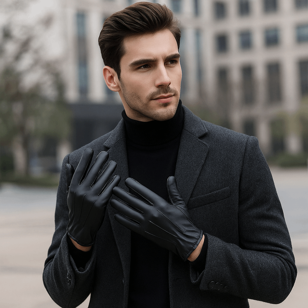 Simple Black Driving Gloves Punk Cool Full Finger Mittens Anti-Slip ...
