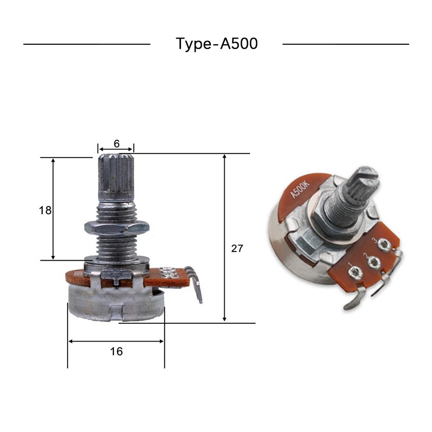 A500K B500K A250K B250K Tone Volume Musical Potentiometer Adjustable ...