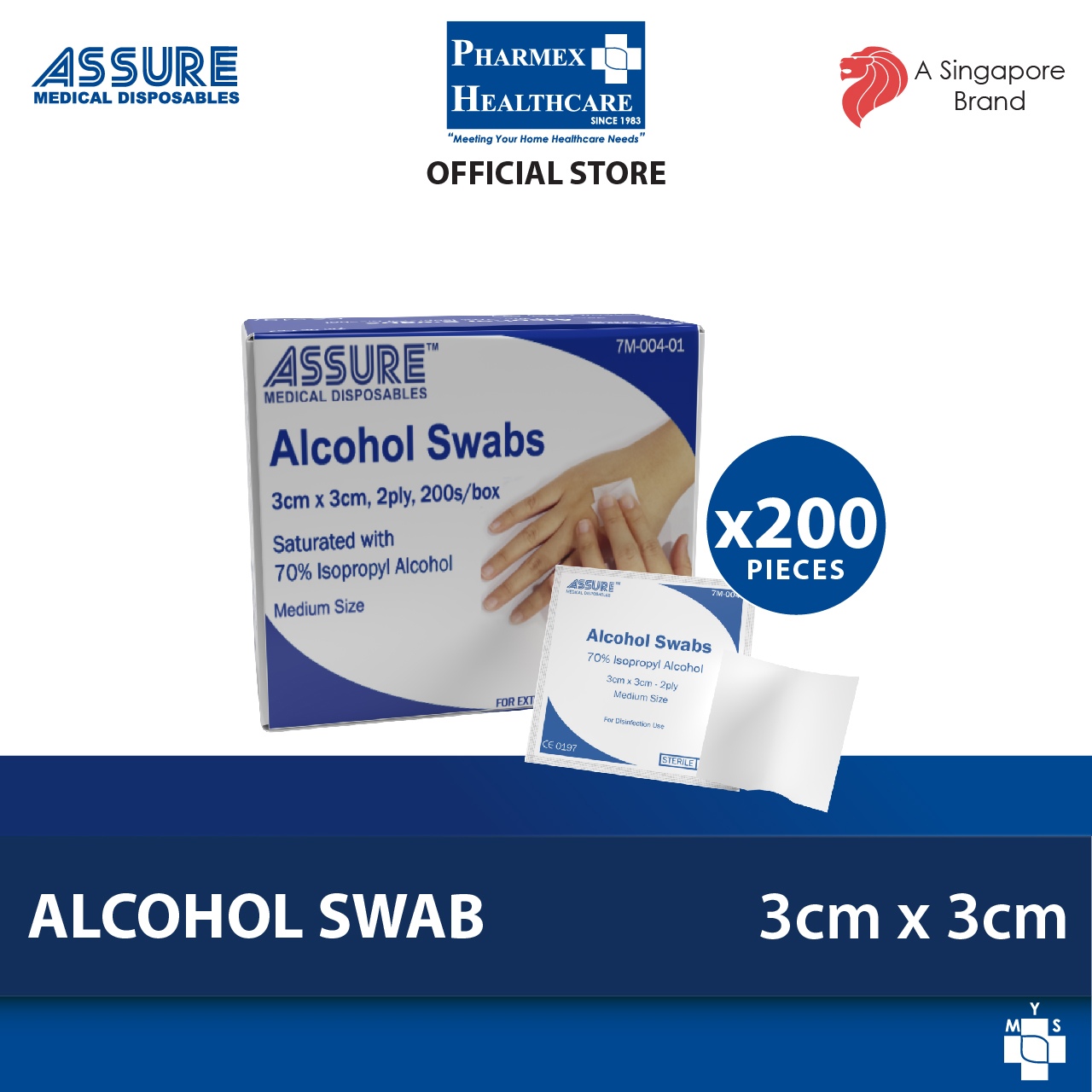 ASSURE Alcohol Swab Sterile 3cm x 3cm 2 Ply 200 Pce Box Lazada Singapore