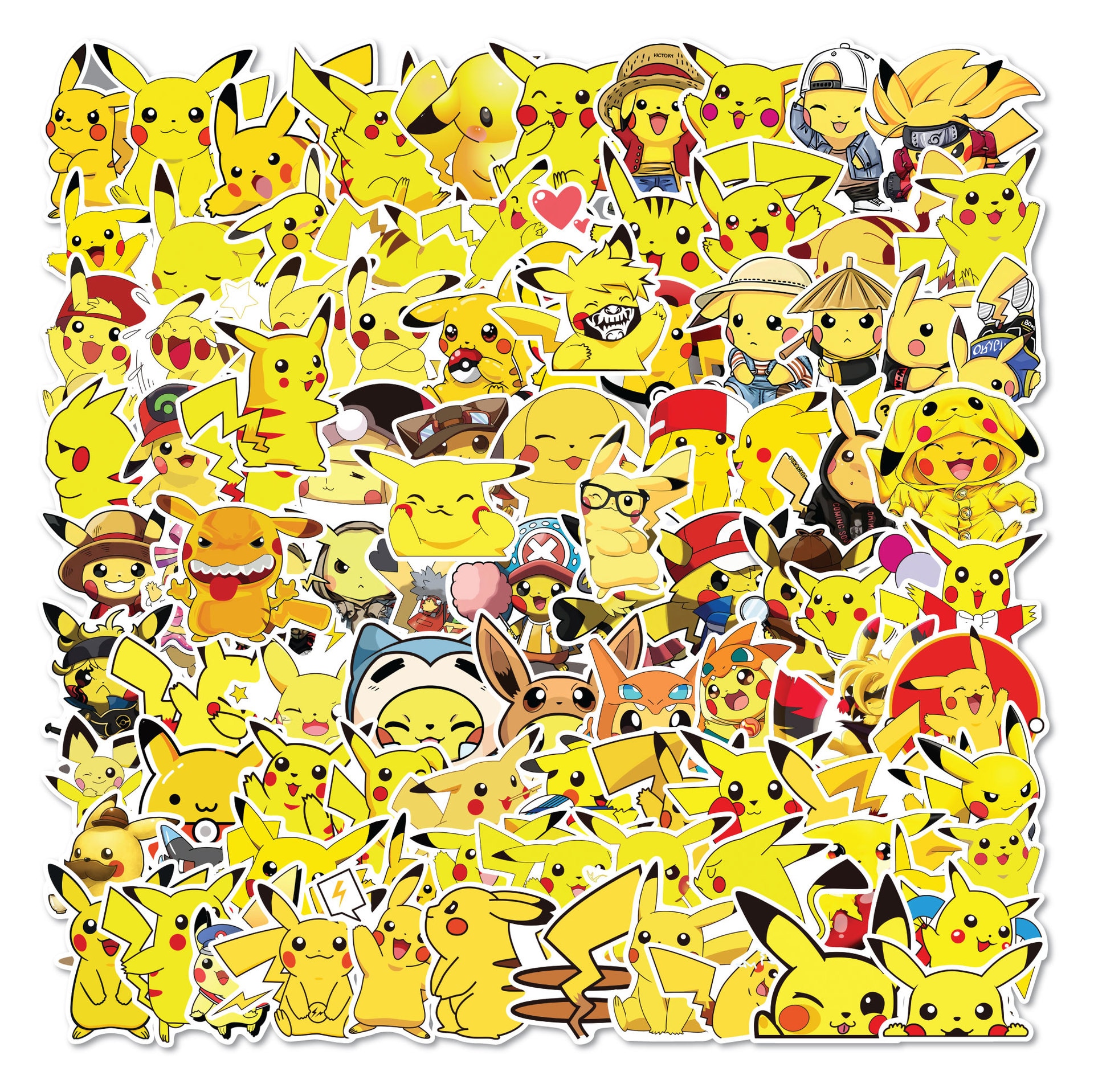 100Pcs Pokemon Stickers Kawaii Pikachu Skateboard Bicycle Guitar Laptop ...