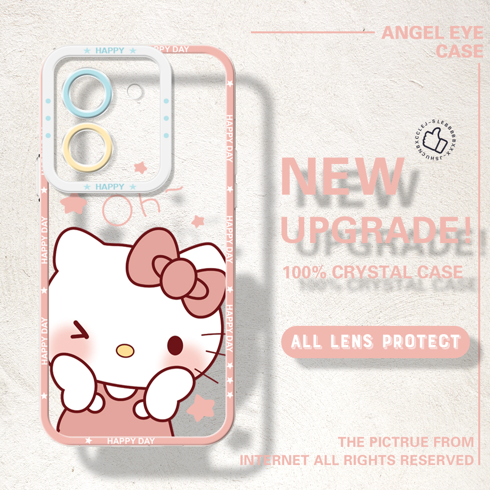 YYDS for Vivo Y36 4G 5G Y27S Back Cover Cute kitty Transparent Silicone Soft Case full lens ...