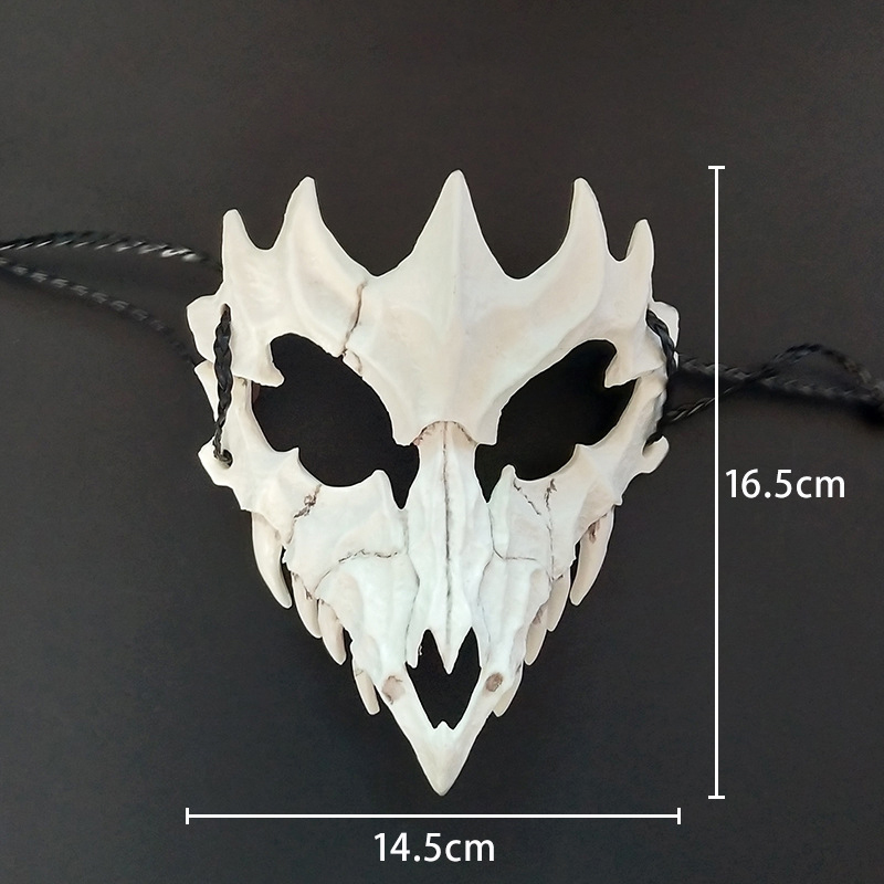 Party Skull Mask Long Teeth Demon Skeleton Half Face Mask Wolf Dragon ...