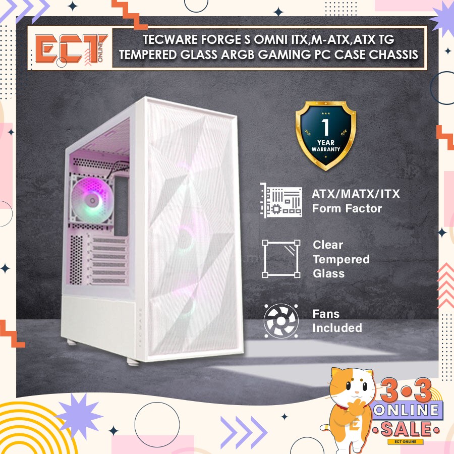 Tecware Forge S Omni ITX,M-ATX,ATX TG Tempered Glass ARGB Gaming PC ...