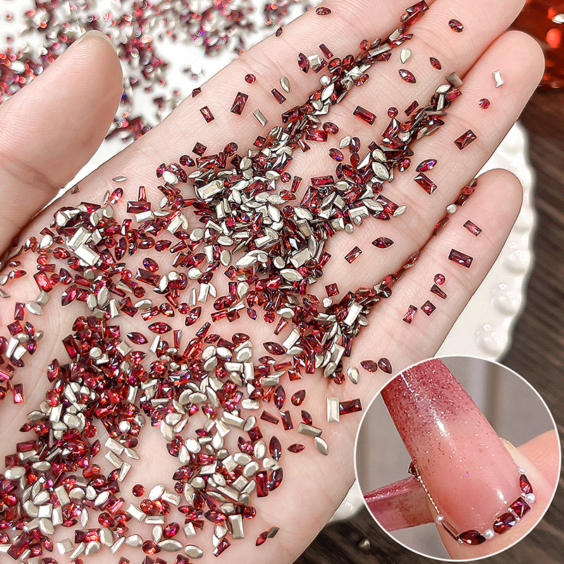 50PCS Sparkle Chinese New Year Red Diamond Various Shape French Glass ...