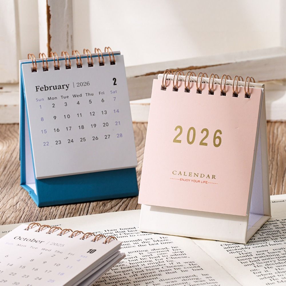 Portable Month Date Display 2026 Small Desk Calendar English Solid ...
