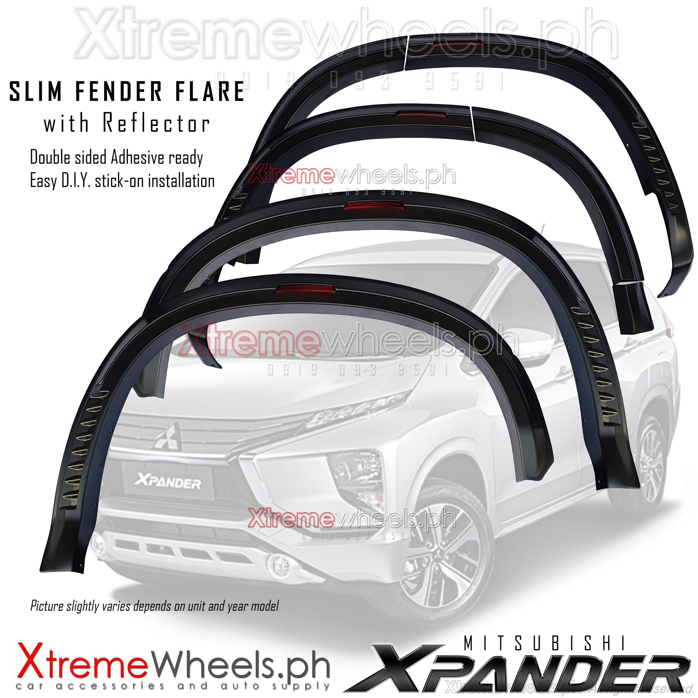 Xpander GLX GLS 2018 to 2025 Slim Fender Flare Matte Black with Red ...