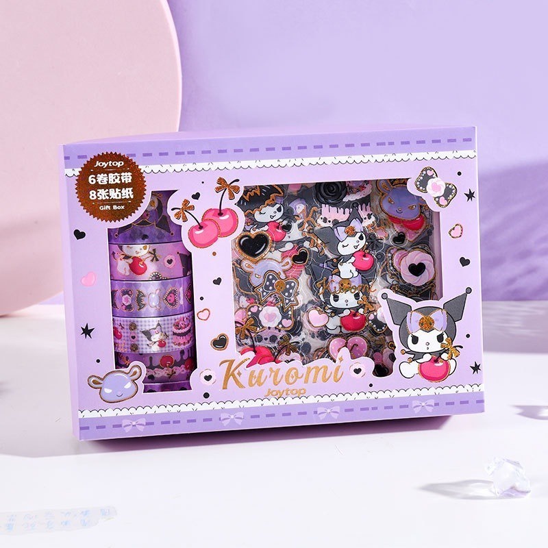 Kawaii My Melody Kuromi Cinnamoroll Cartoon Tape 6 Rolls Tapes 8 Sheets ...