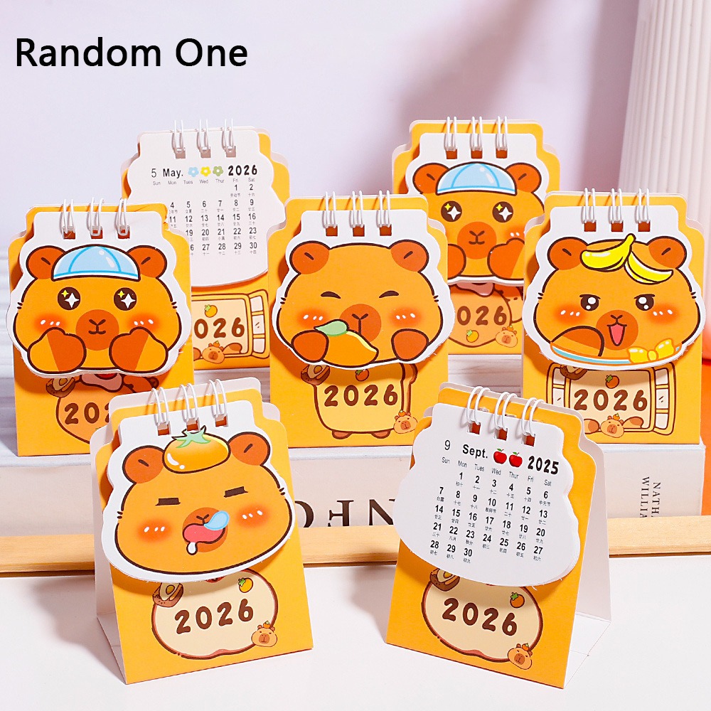 Cute Mini 2026 Desk Calendar Portable Cartoon Capybara Mini Desk ...