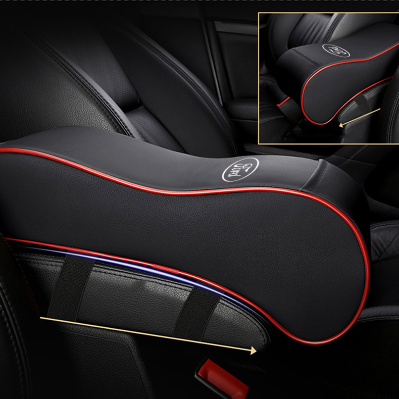 Leather Car Central Armrest Soft Pad Black Auto Center Console Arm Rest ...