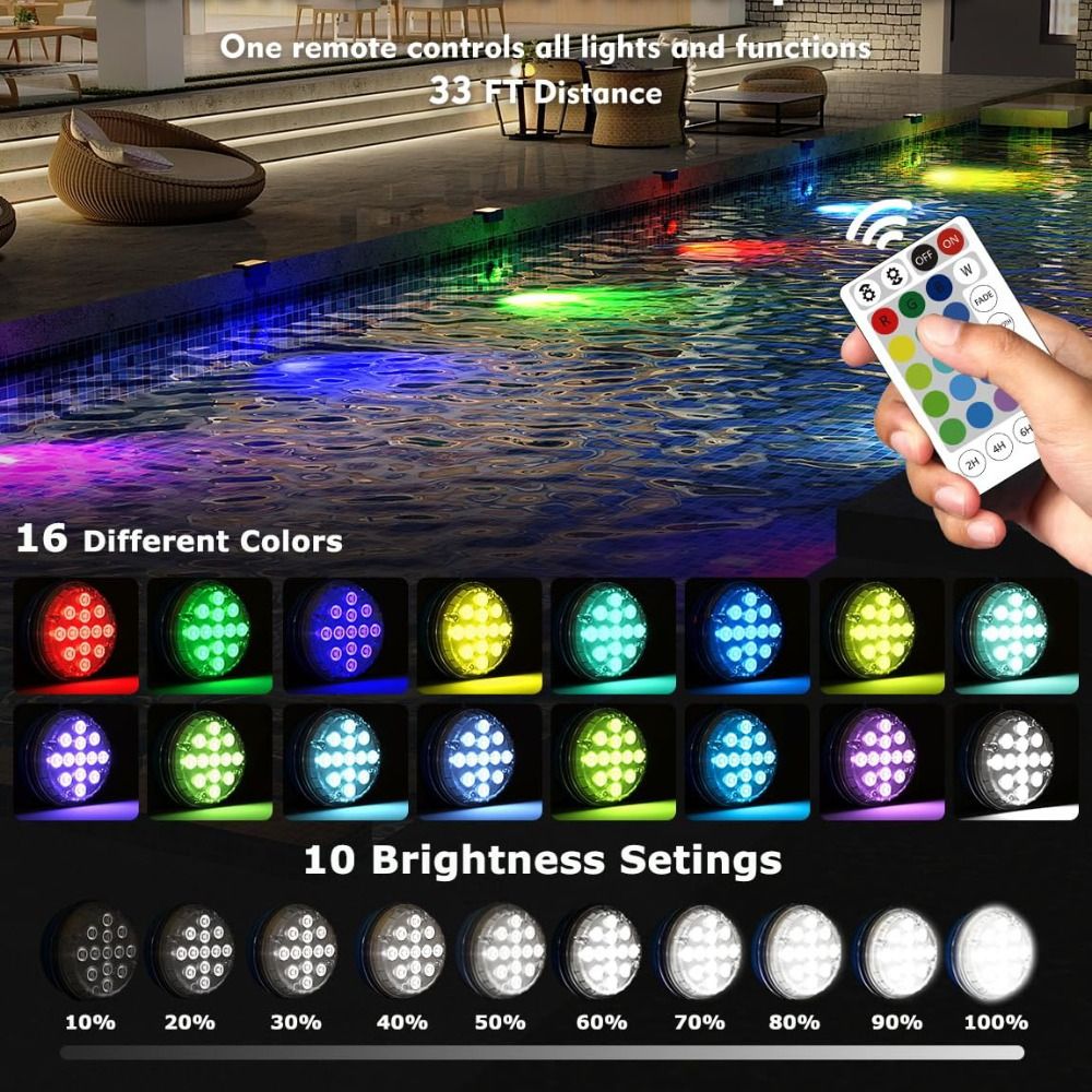 Solar Powered Remote Control Solar Pool LED Light RGB Color Timer ...