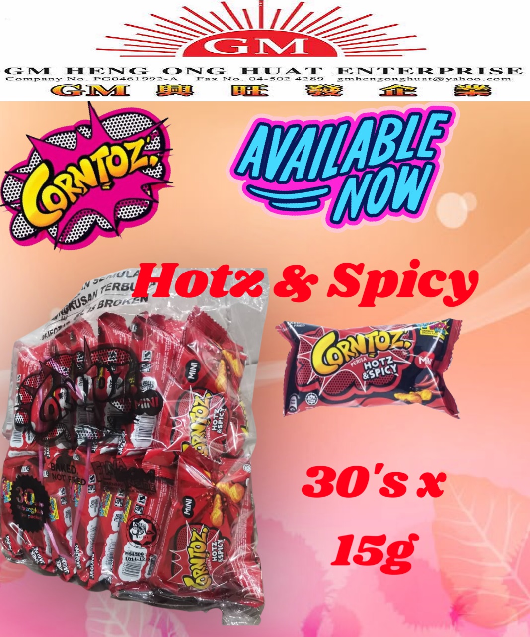 Corntoz Snack – Smoky BBQ / Chilli Cheez / Hotz & Spicy (15g x 30's ...