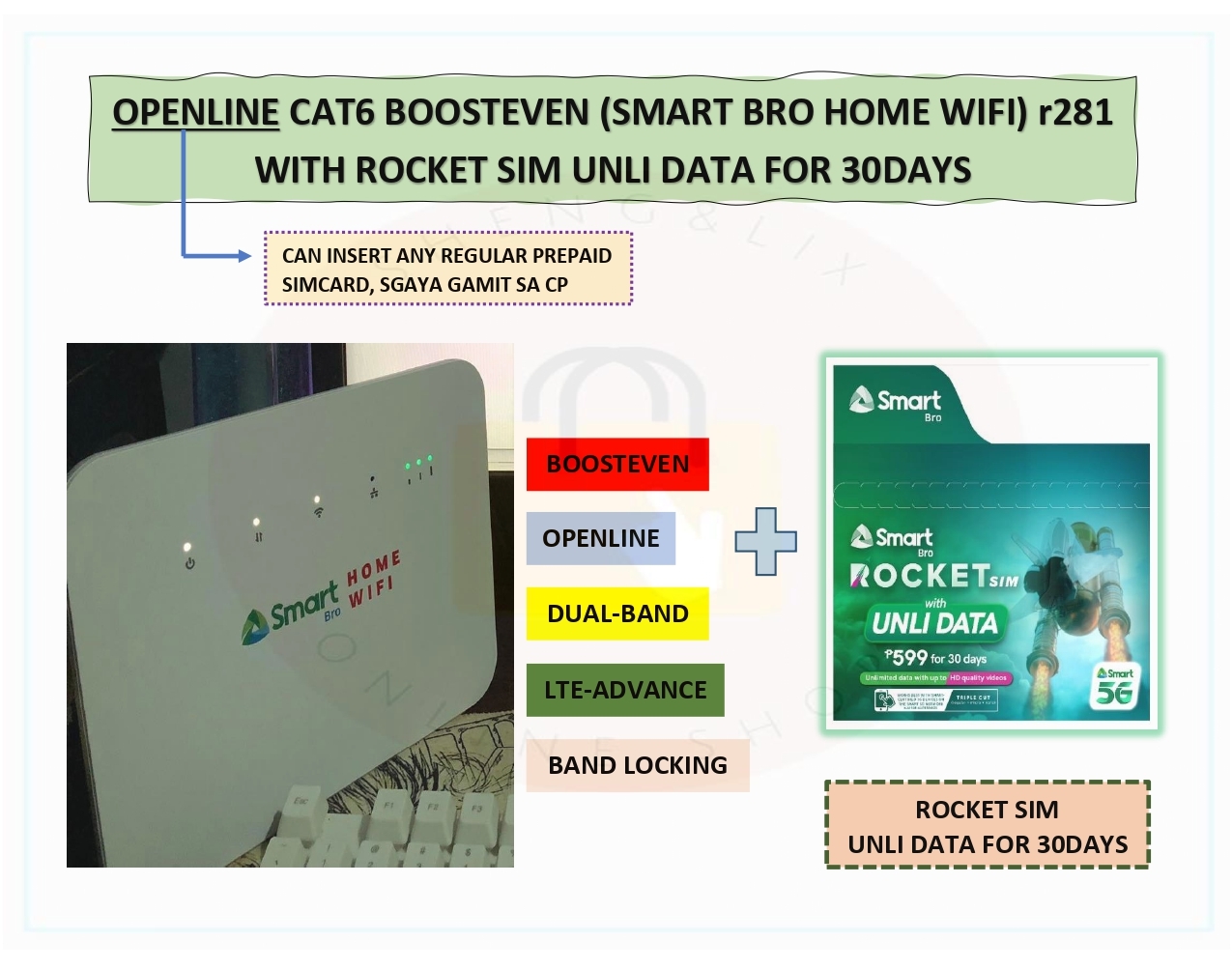 CAT 6 BOOSTEVEN R281 OPENLINE SMART BRO HOME WIFI | Lazada PH
