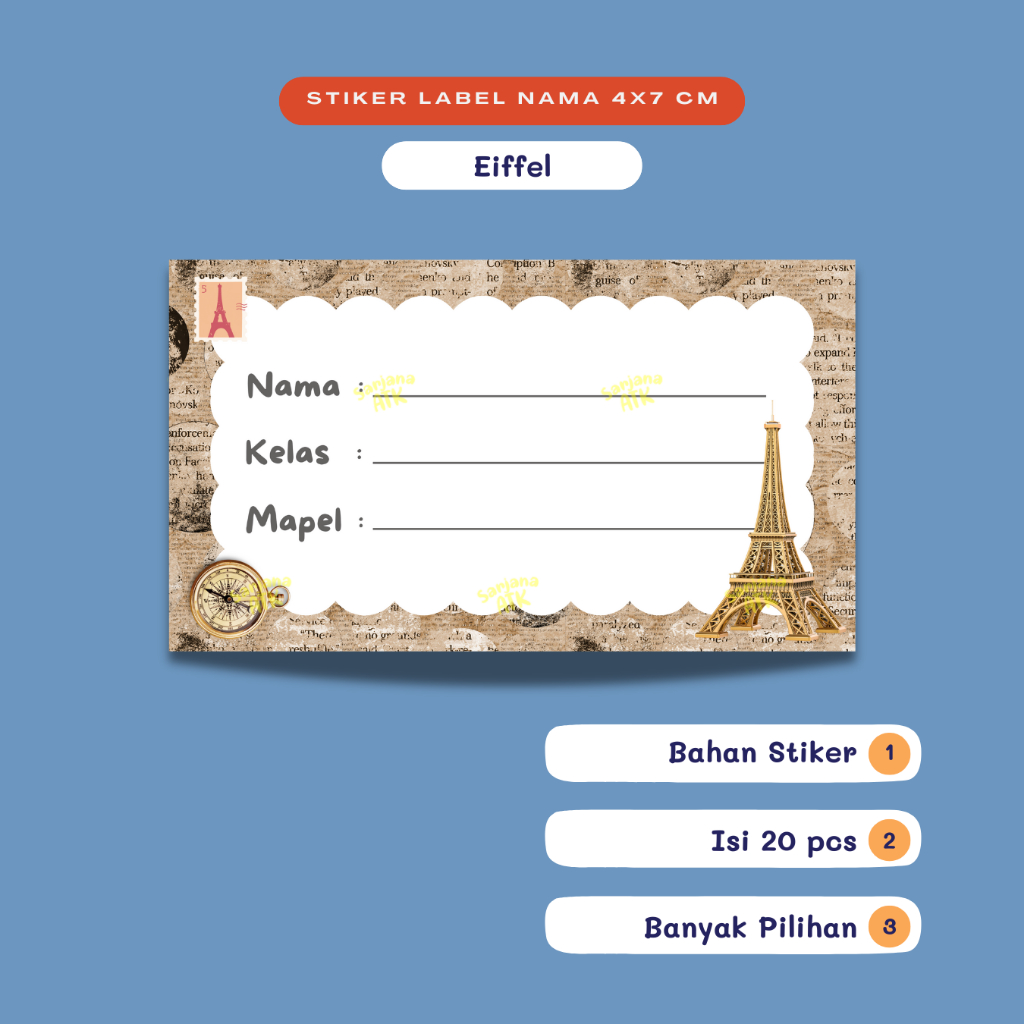 Stiker Label Nama Buku Sekolah Karekter Label Buku Stiker Mapel Stiker Buku Pelajaran SMP SMA ...