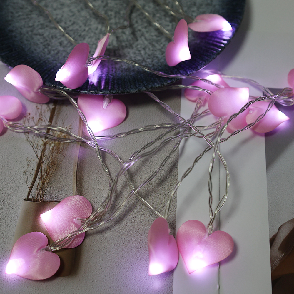 20 Led Love Heart Wedding Decoration String Lights Pink Girl Party Home ...