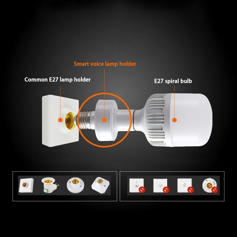 E27 Lamp Holder Base Smart Bulb Adapter Wireless Light Holder Voice ...